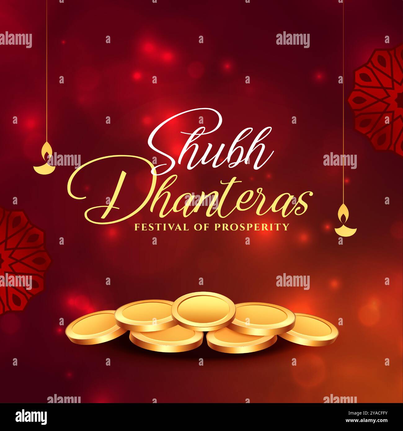traditional and shiny shubh dhanteras wishes card celebrate festival of ...