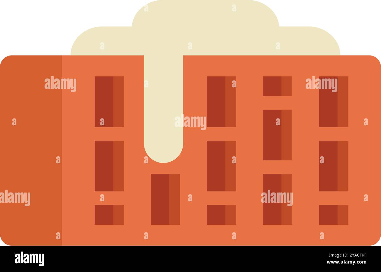Construction worker building a wall with bricks and mortar, flat design ...