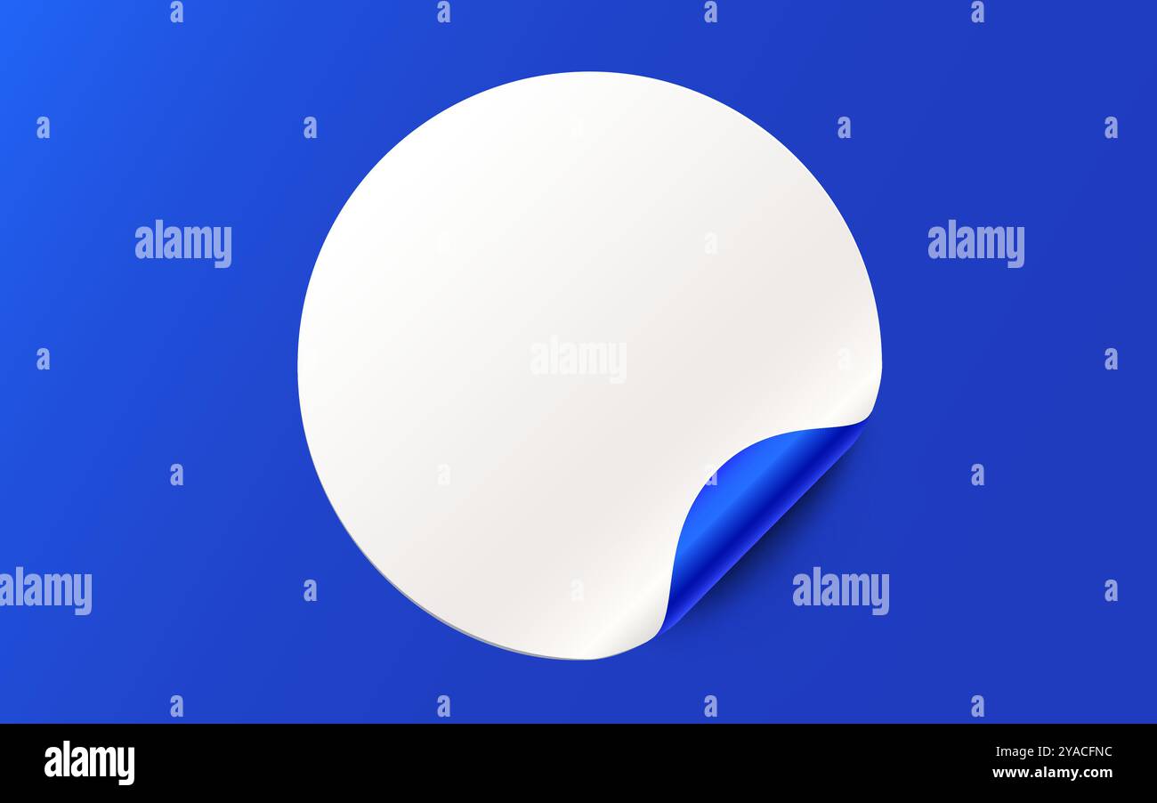 Sticker with peel off corner. Blank curled paper banner or circle ...