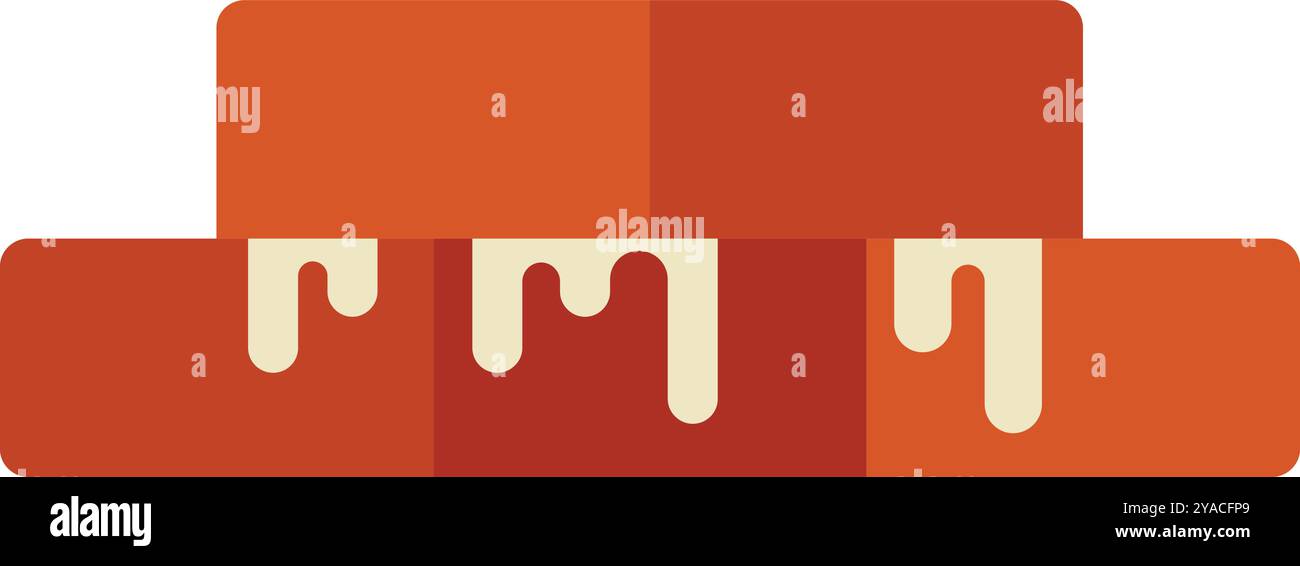 Simple vector illustration of a brick wall being built with flowing ...