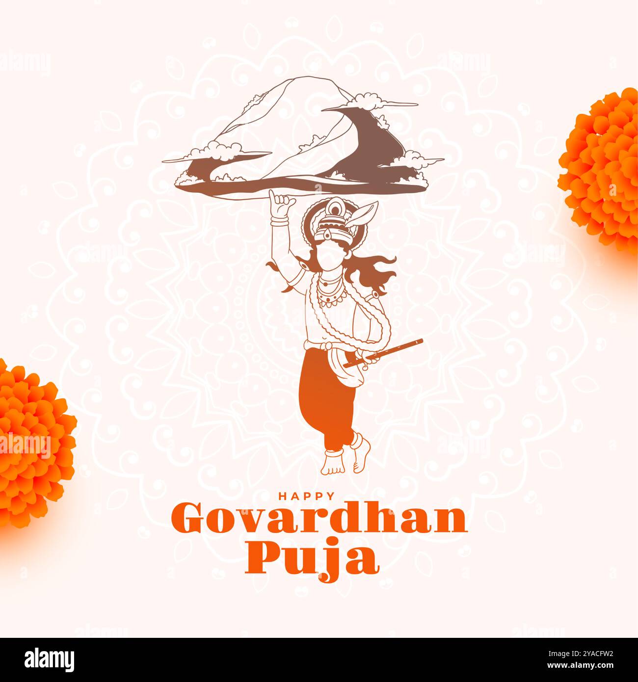 traditional indian festival govardhan puja background for krishna ...