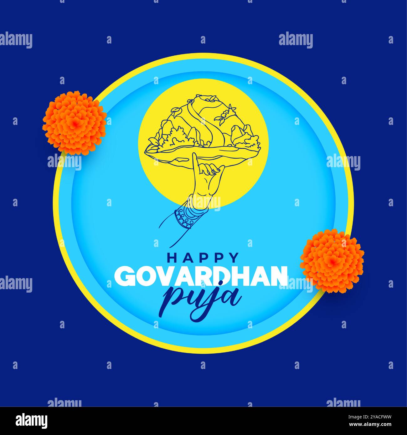 beautiful and cultural govardhan puja event background with flower ...