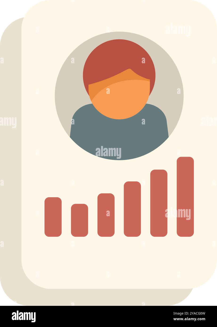 Businessman reviewing employee performance data on a profile card ...