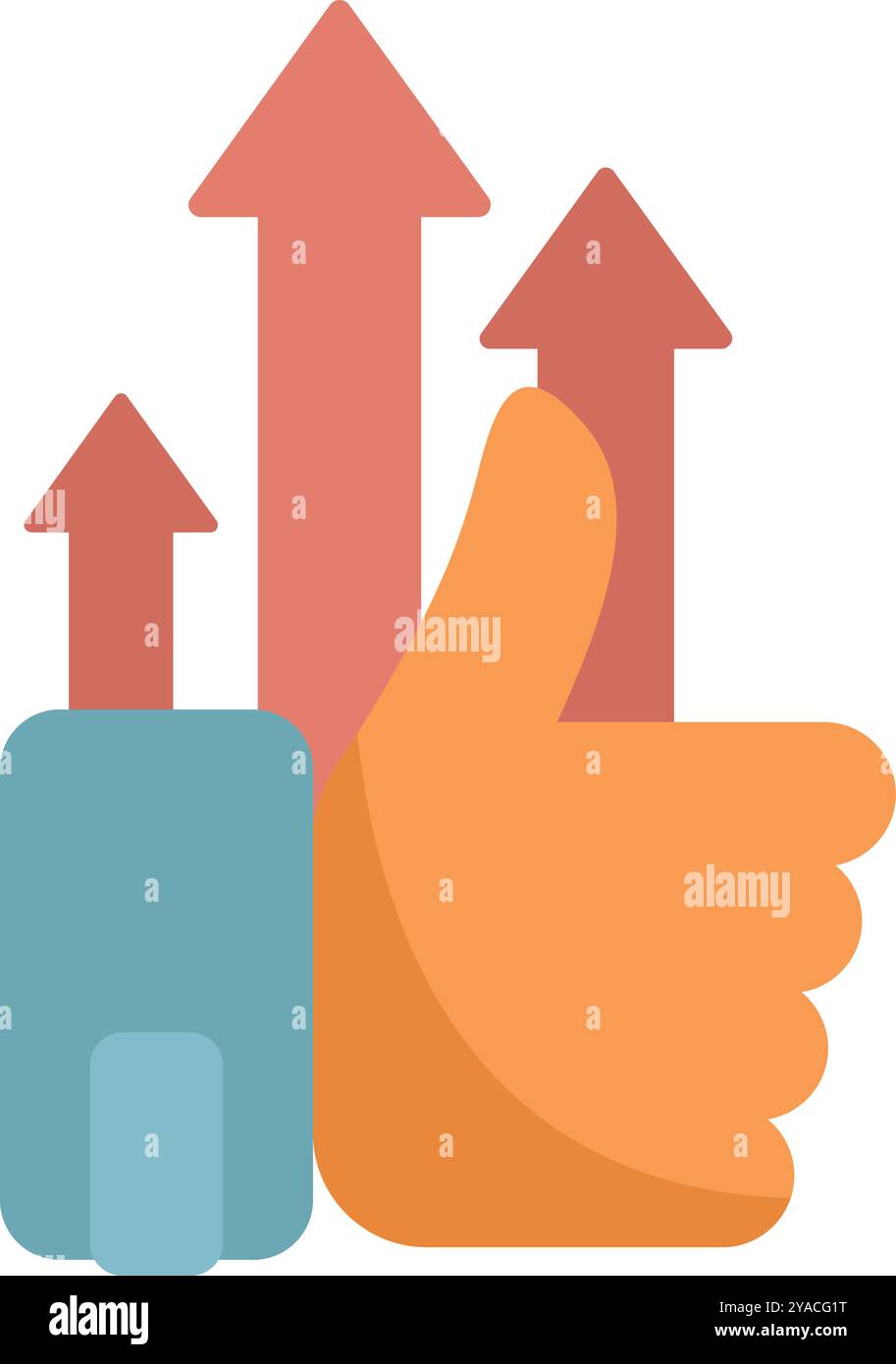 Business concept illustration of a hand showing thumbs up with three ...