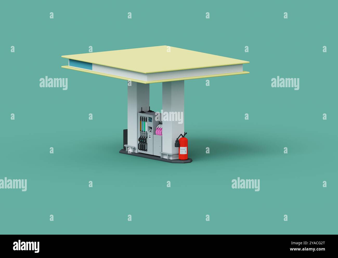 Self-service gas station with multiple fuel options, selling point and ...