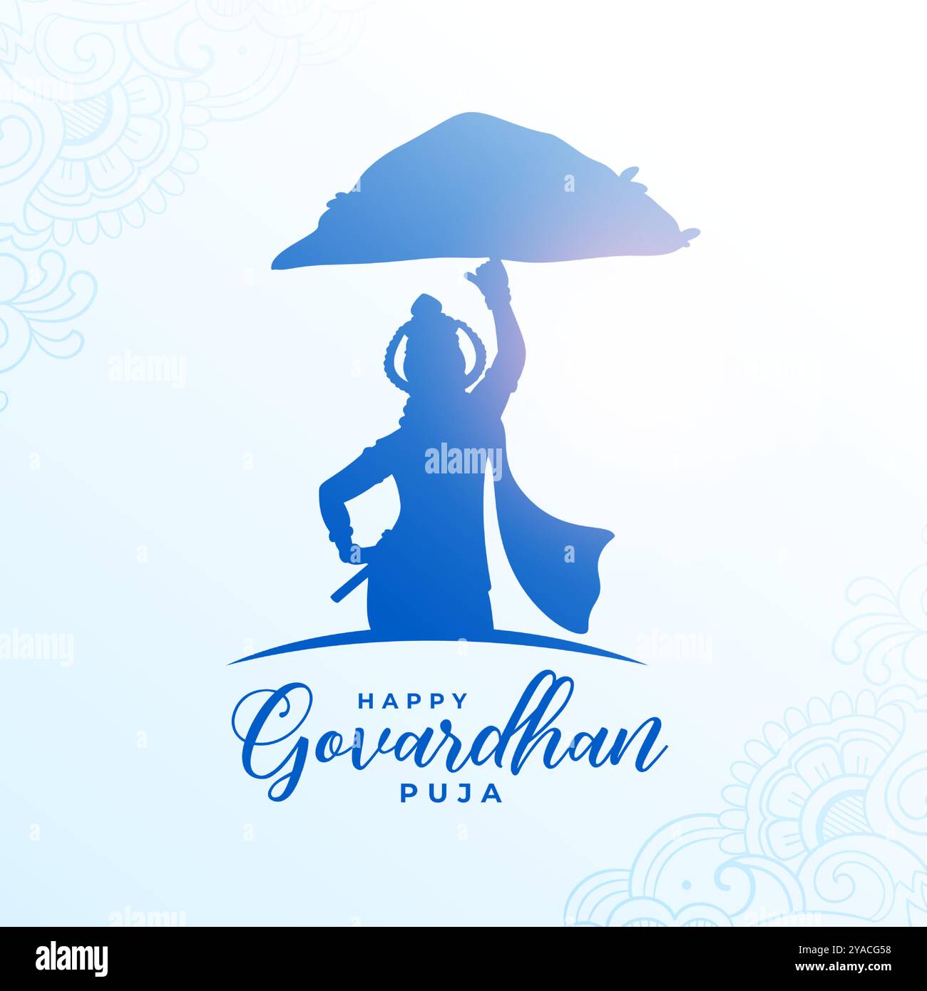 happy govardhan pooja cultural background with lord krishna silhouette ...