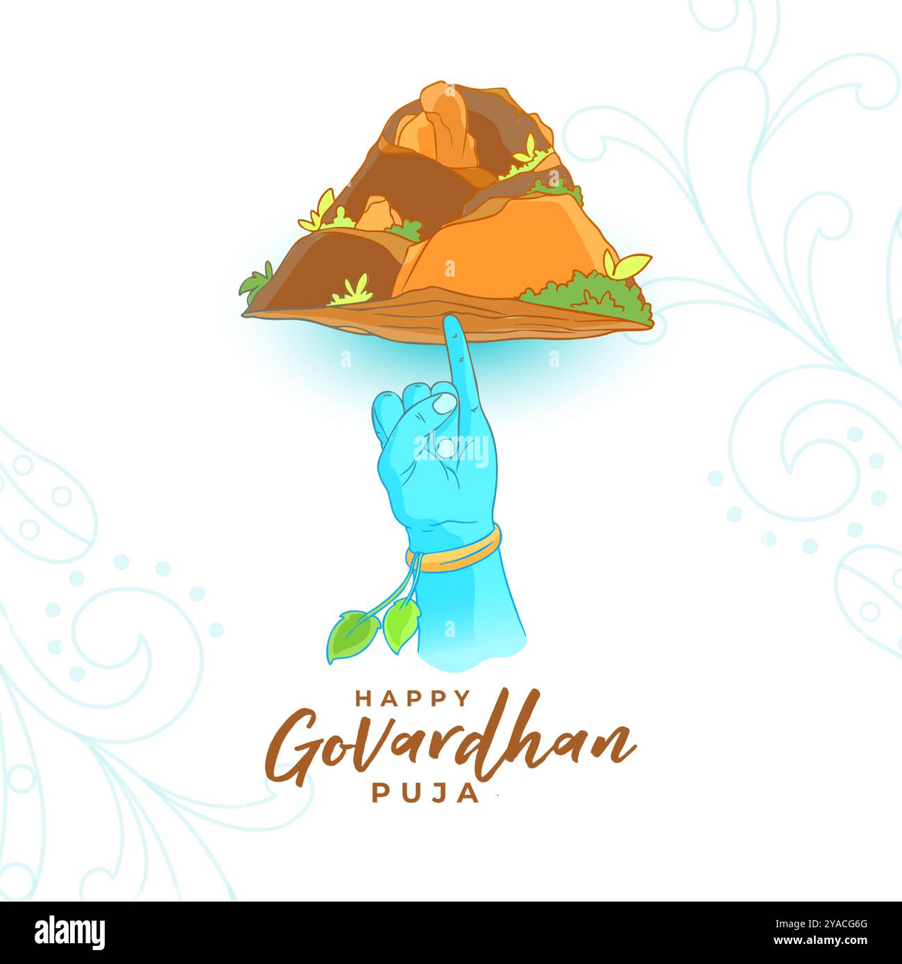 hindu festival govardhan puja greeting background for lord krishna ...