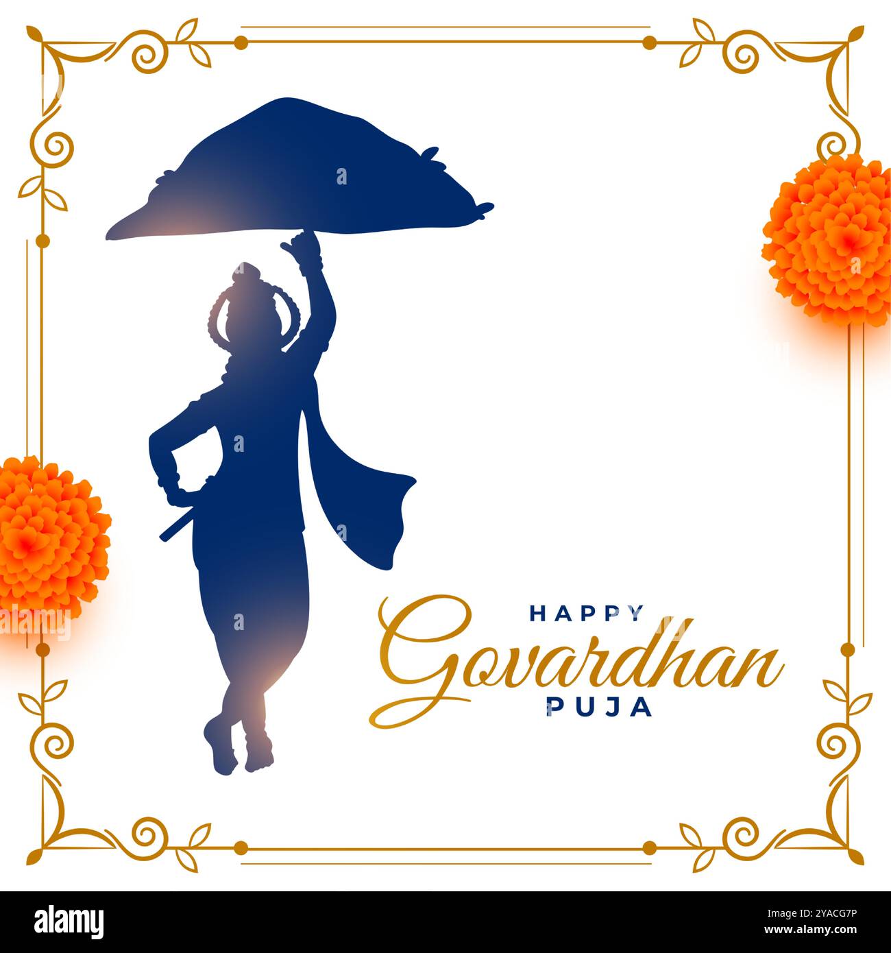 traditional govardhan puja wishes background with krishna silhouette ...
