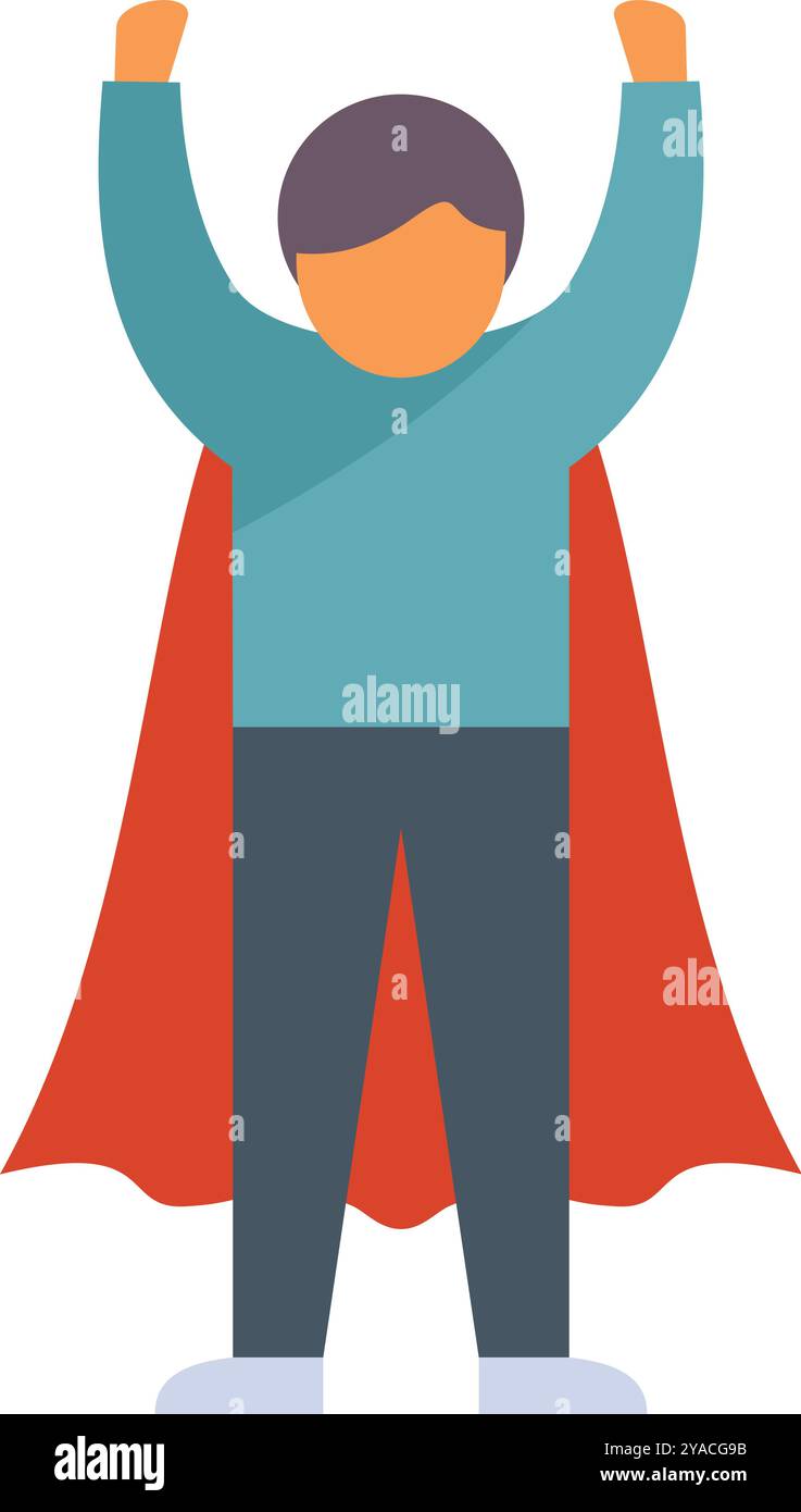 Superhero is raising his arms in the air, celebrating a victory Stock ...