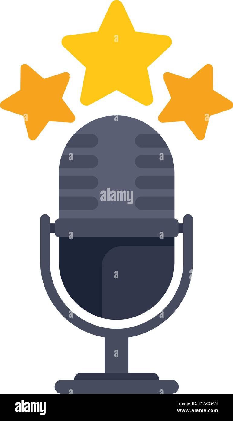 This vector illustration shows a studio microphone with three stars ...