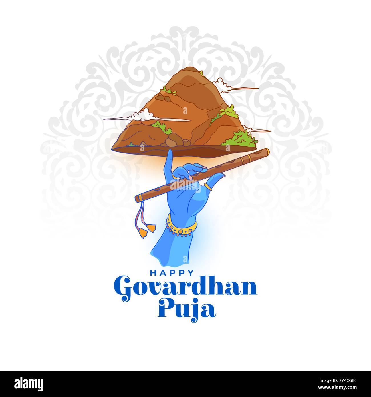 happy govardhan puja event background for lord krishna's divine love ...