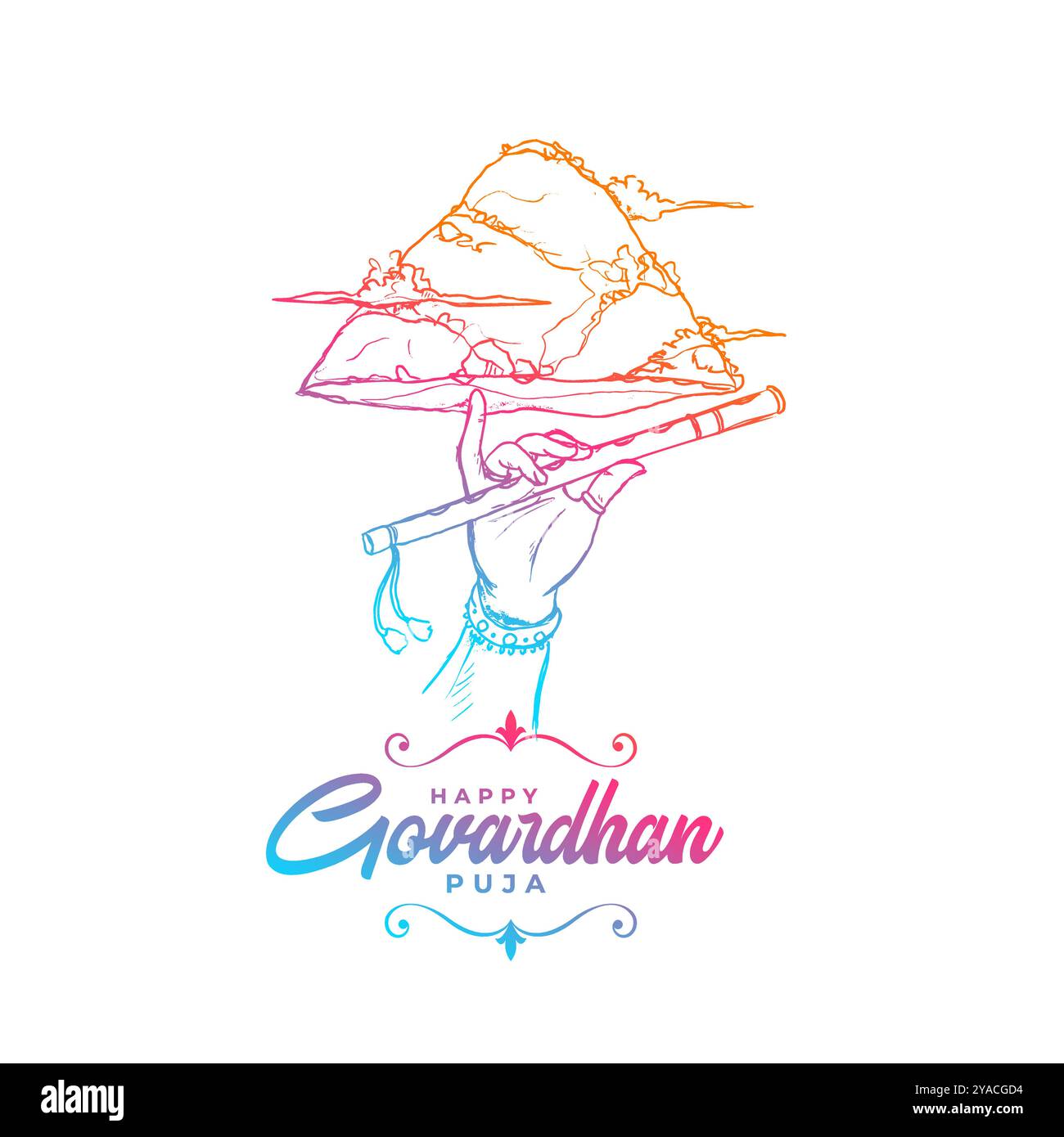 traditional govardhan puja background for worship in hand drawn style ...