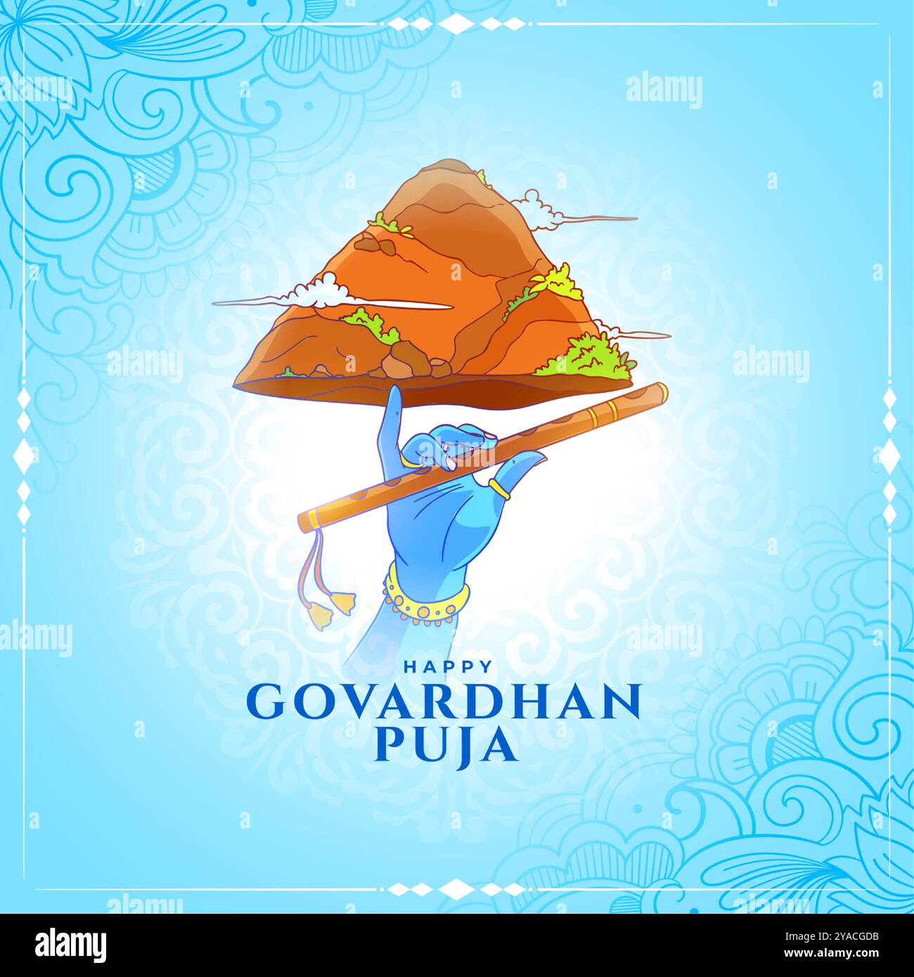 beautiful hindu festival govardhan puja greeting background design ...