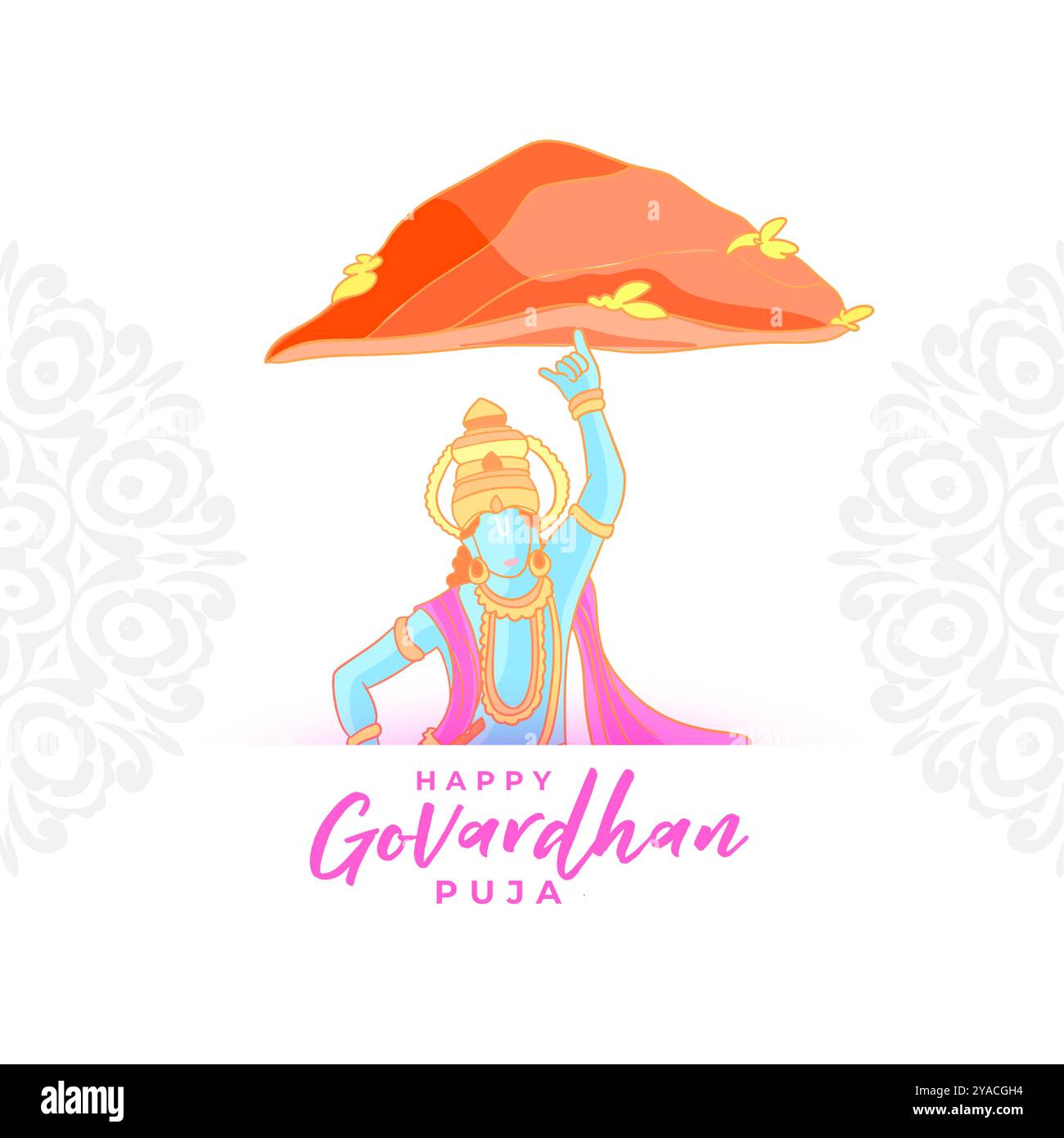 happy govardhan puja celebration background for lord krishna worship ...