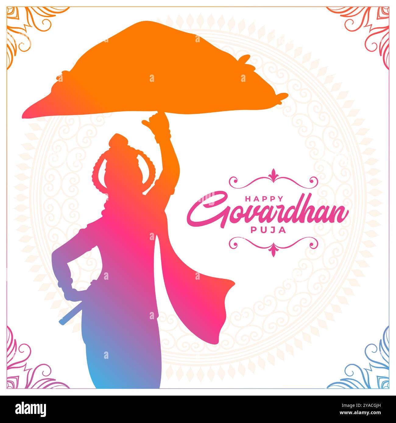 happy govardhan pooja religious event background with lord krishna ...