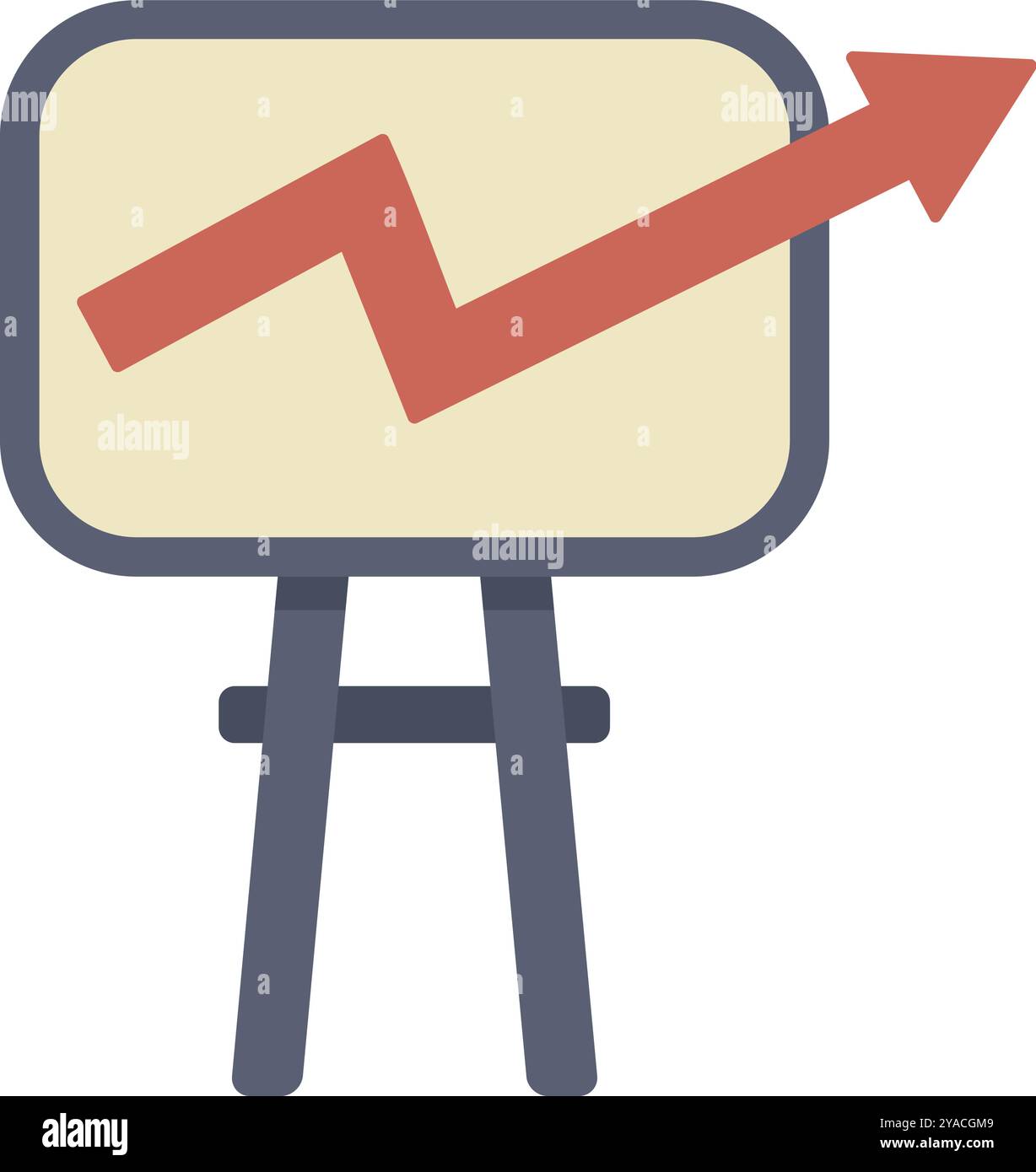 Presentation board with a chart showing a growing up red arrow Stock ...