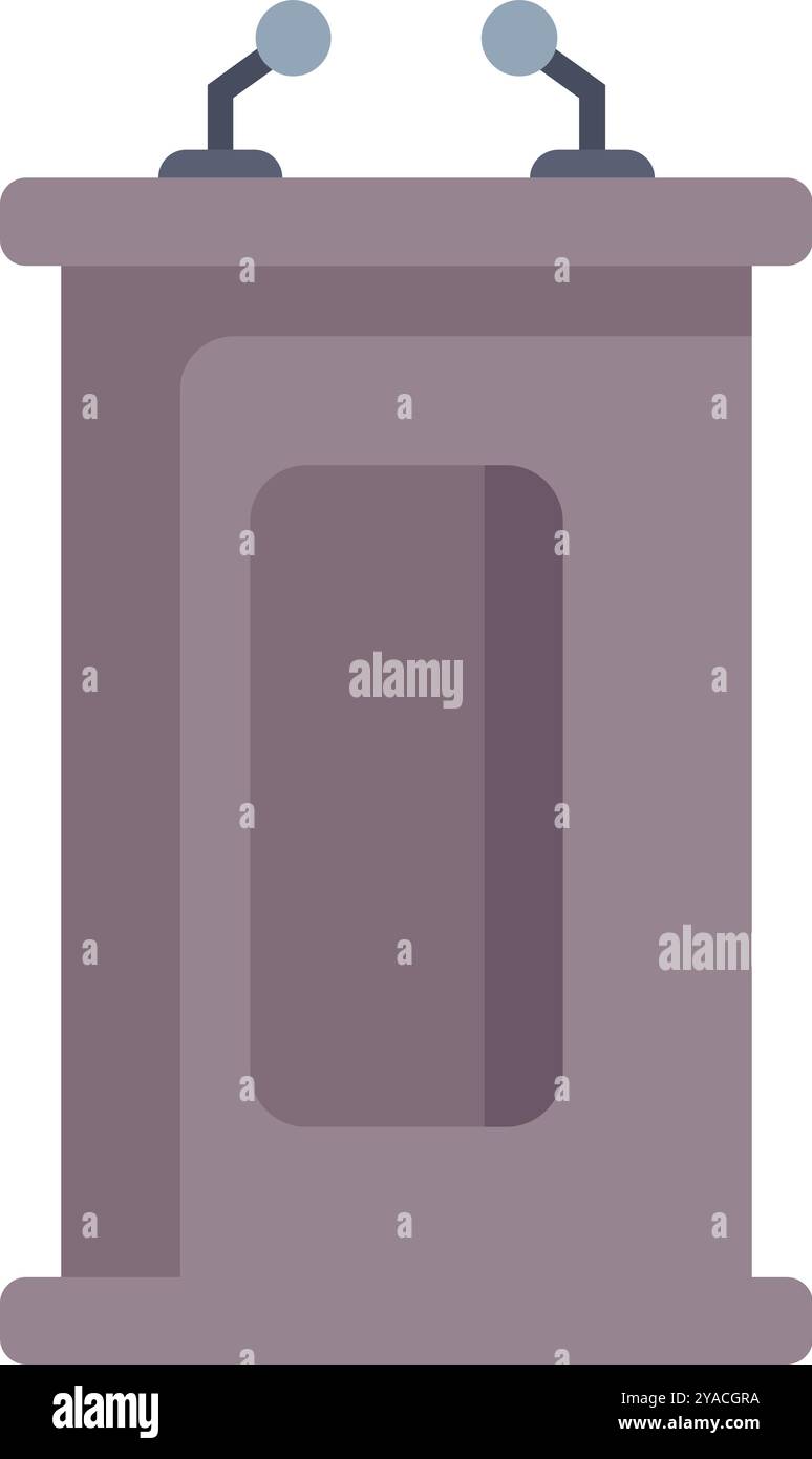 Simple illustration of a wooden podium tribune with microphones ...