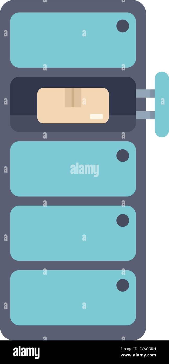 Illustration of an automated parcel locker showing one open cell ...