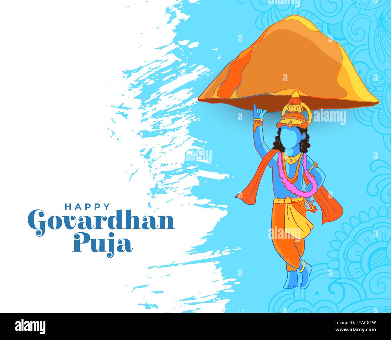 happy govardhan pooja grungy background with lord krishna lifting ...