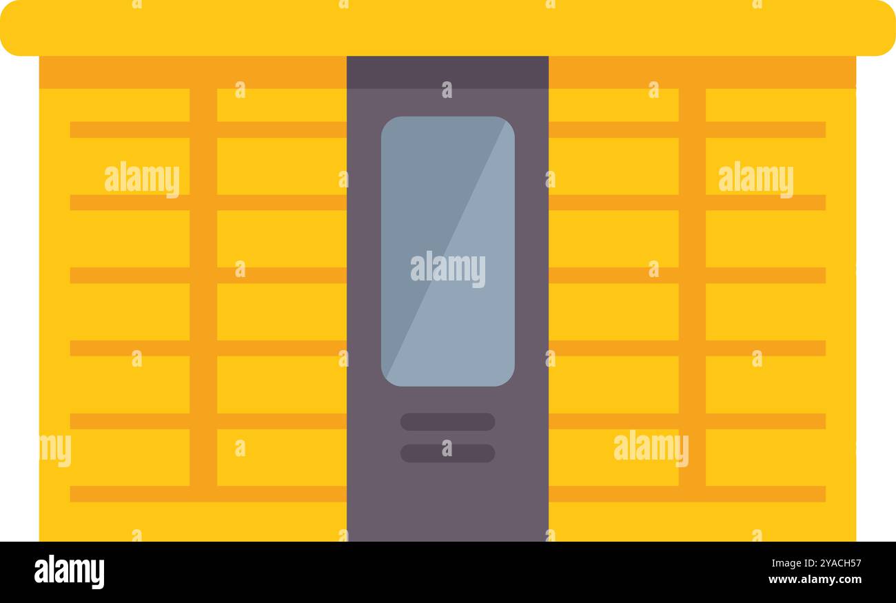 Simple vector illustration of a modern automated parcel locker terminal ...