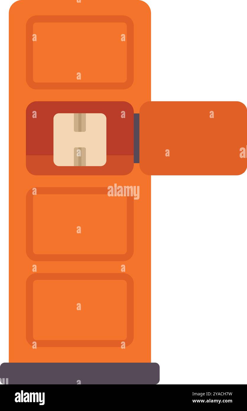 Forklift is putting cardboard box on shelf in warehouse Stock Vector ...