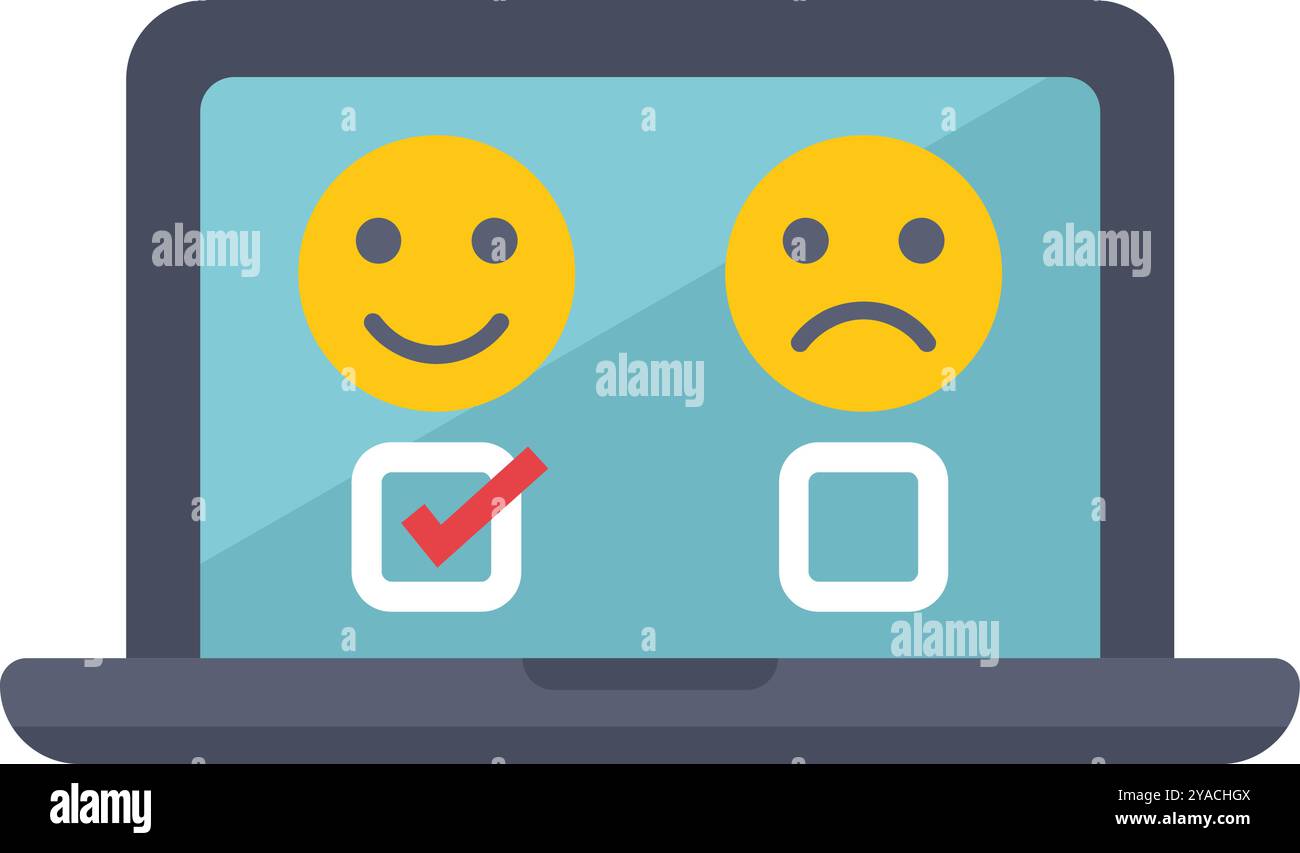 Online survey with a happy and sad face representing satisfaction ...