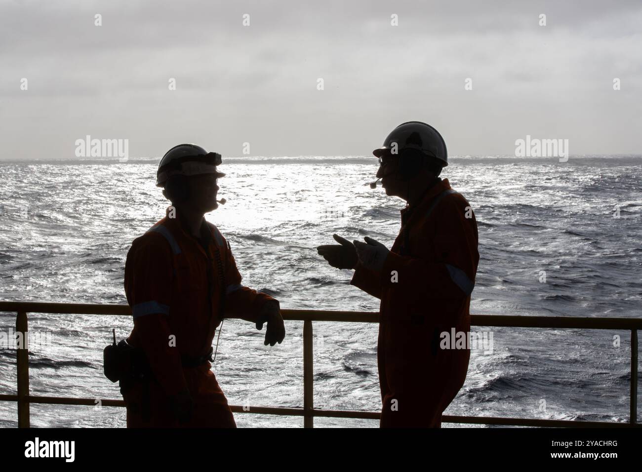 Oil and gas workers, on an oil rig Stock Photo - Alamy