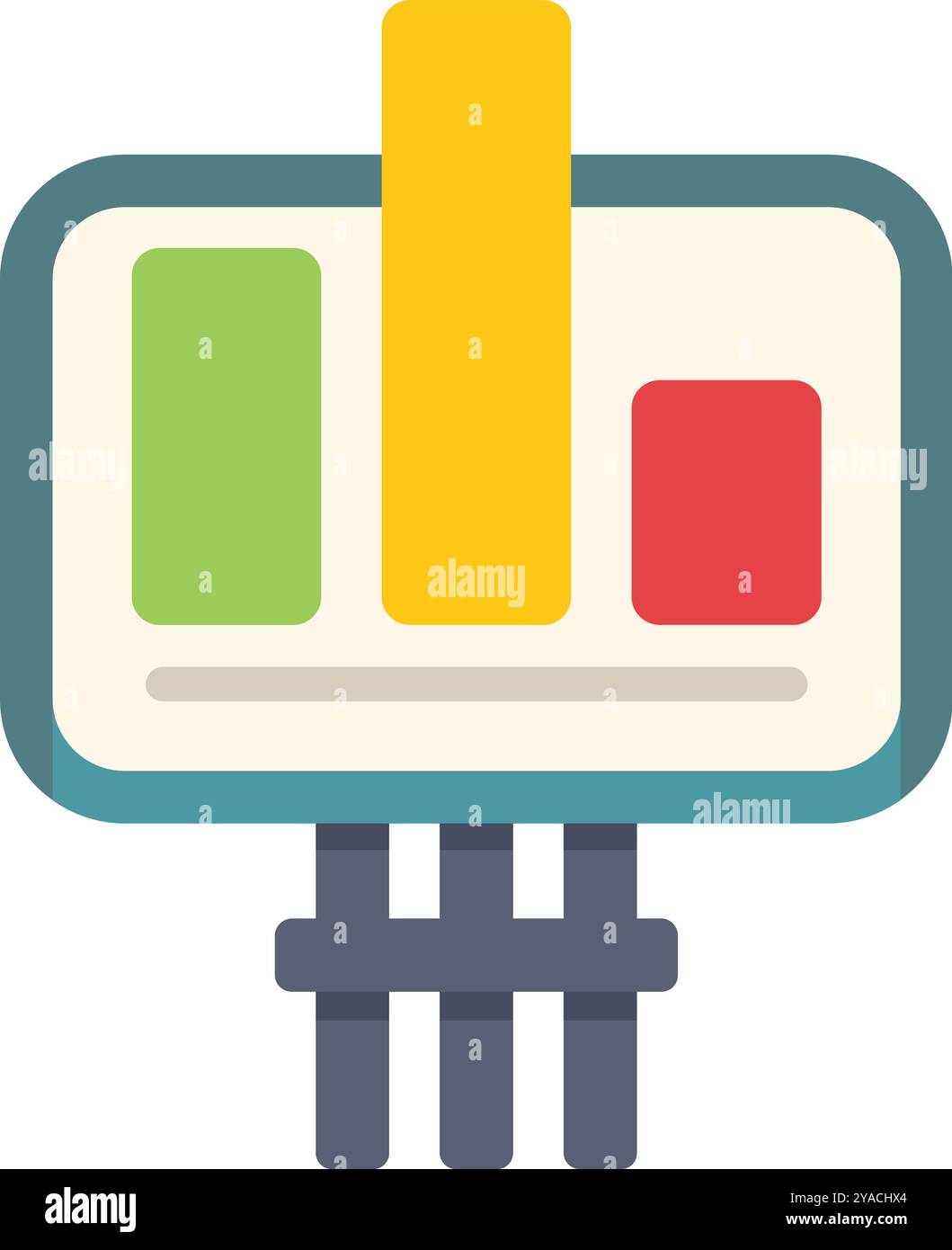 This colorful vector illustration depicts a billboard displaying a bar ...