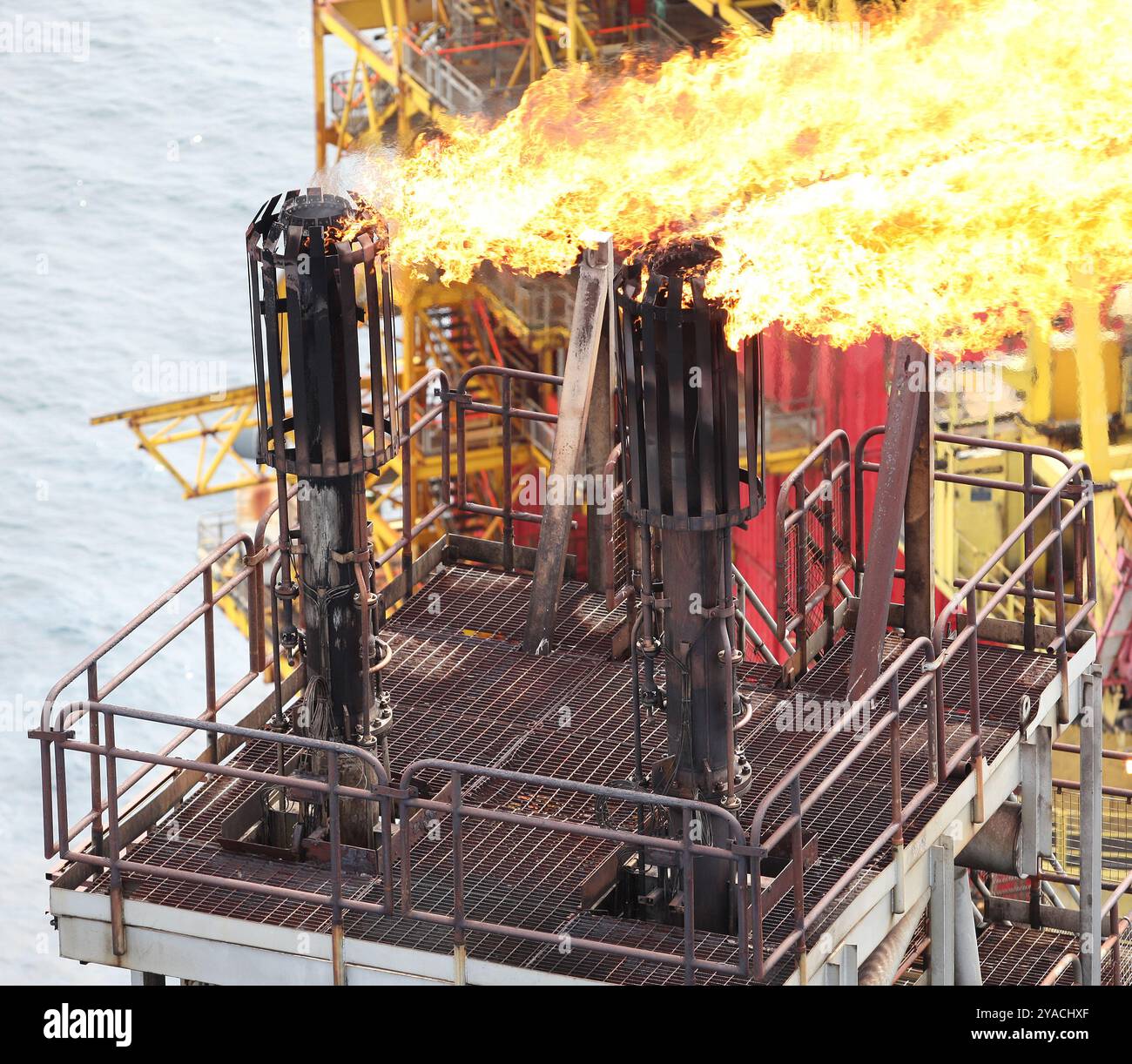 Flare on north sea oil rig Stock Photo - Alamy