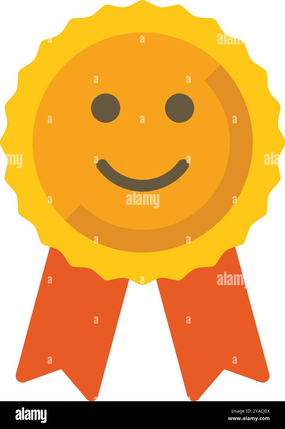 Golden award badge with a smiling face is expressing positive feedback ...