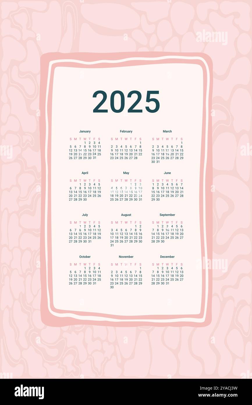 2025 Calendar. Vertical banner with frame. Vector illustration Stock ...