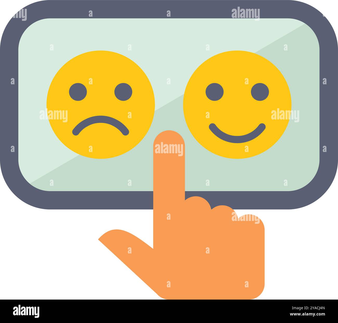 Hand is selecting a positive feedback on a mobile phone screen with two ...