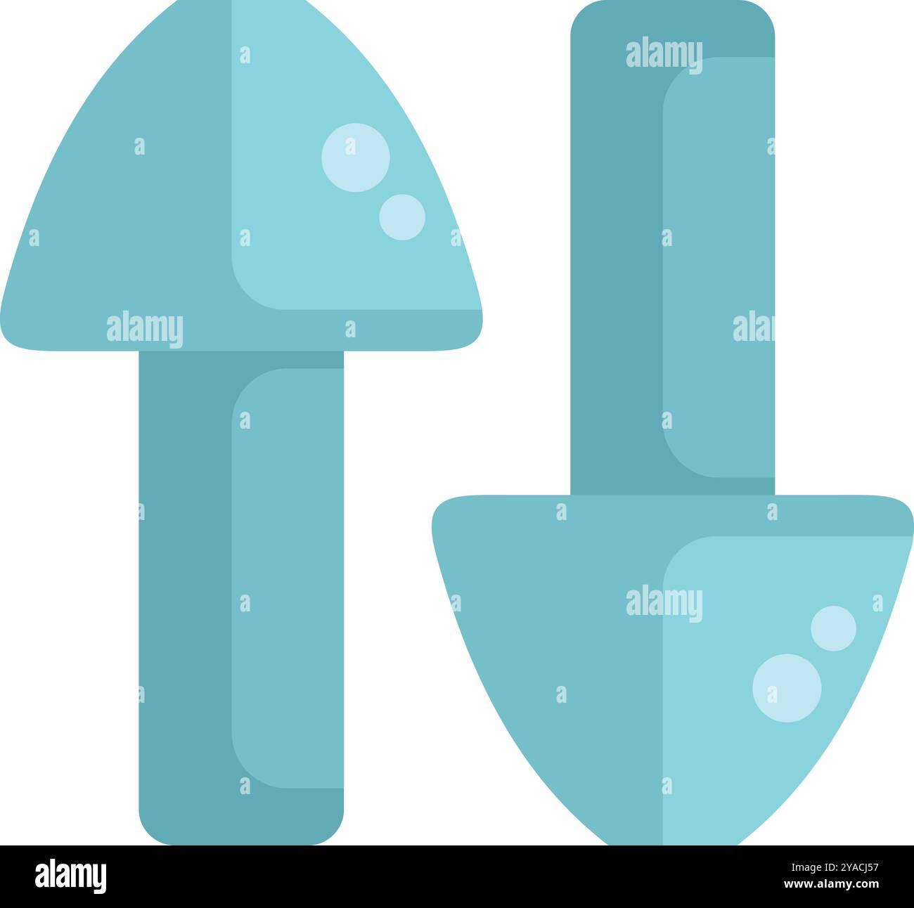 Cartoon style blue mushroom cursor pointing up and down showing ...