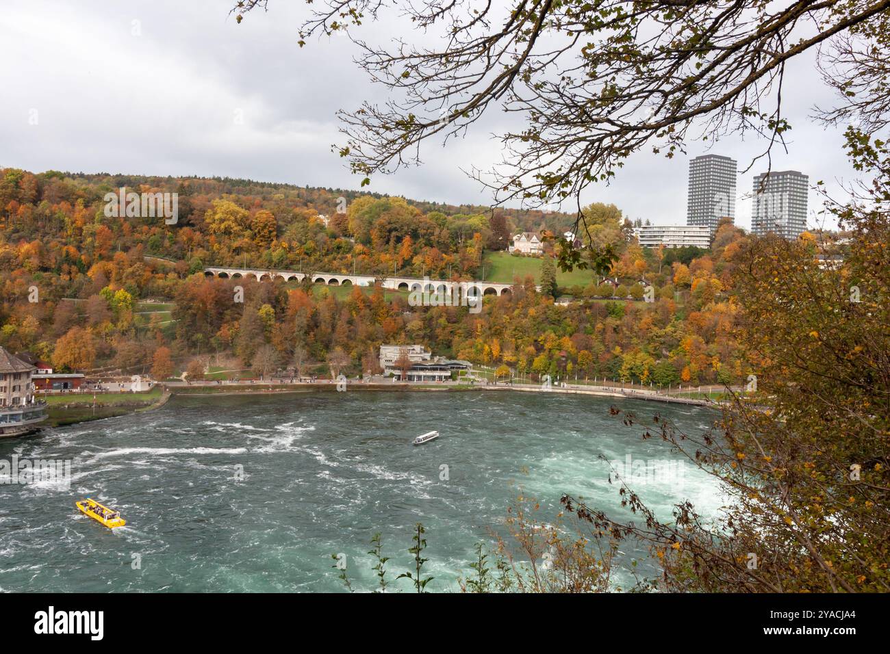 View from Laufen Castle. Autumn at the Rhine Falls - the largest ...