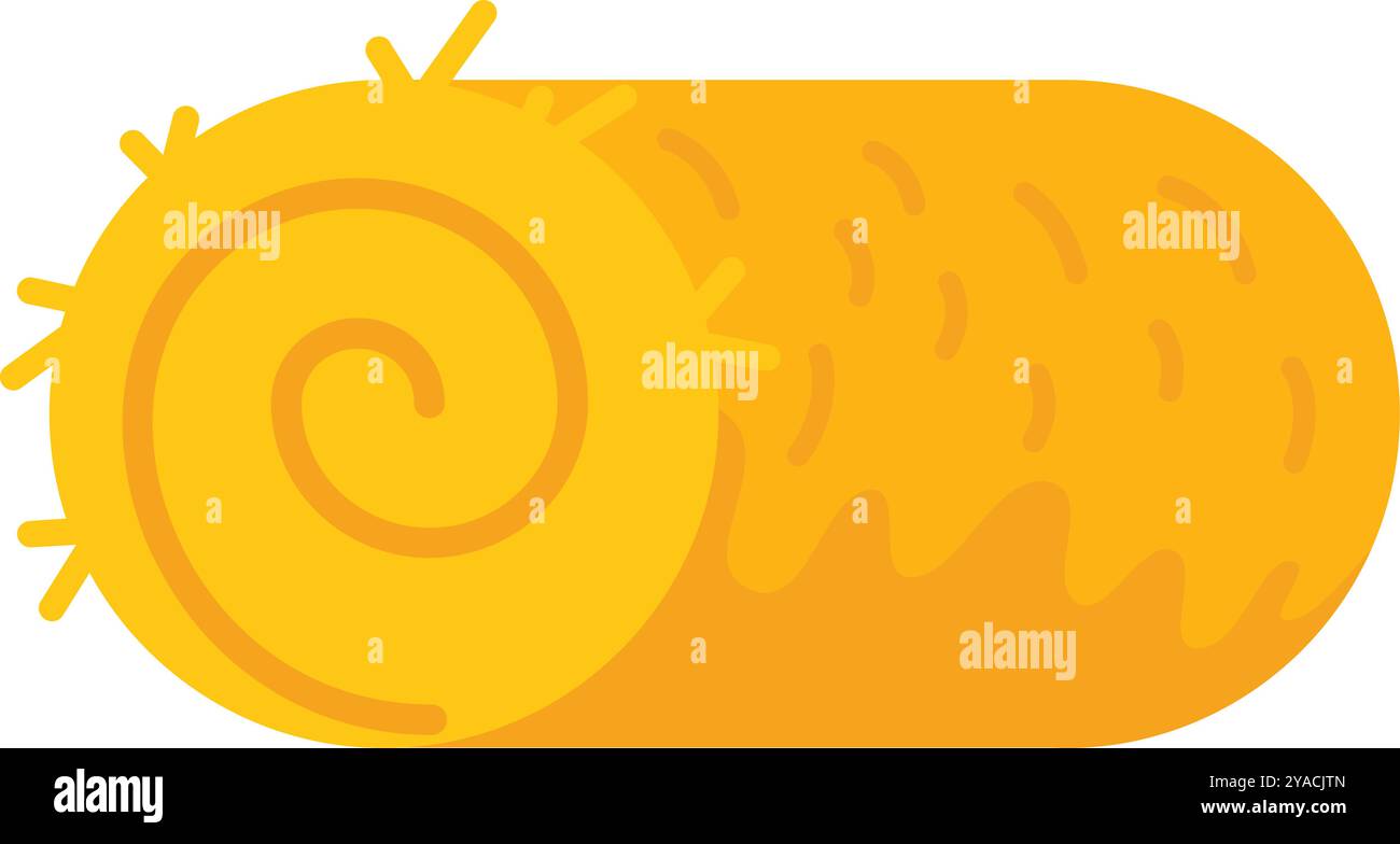Round hay bale lying in the farmland is a minimalist vector ...