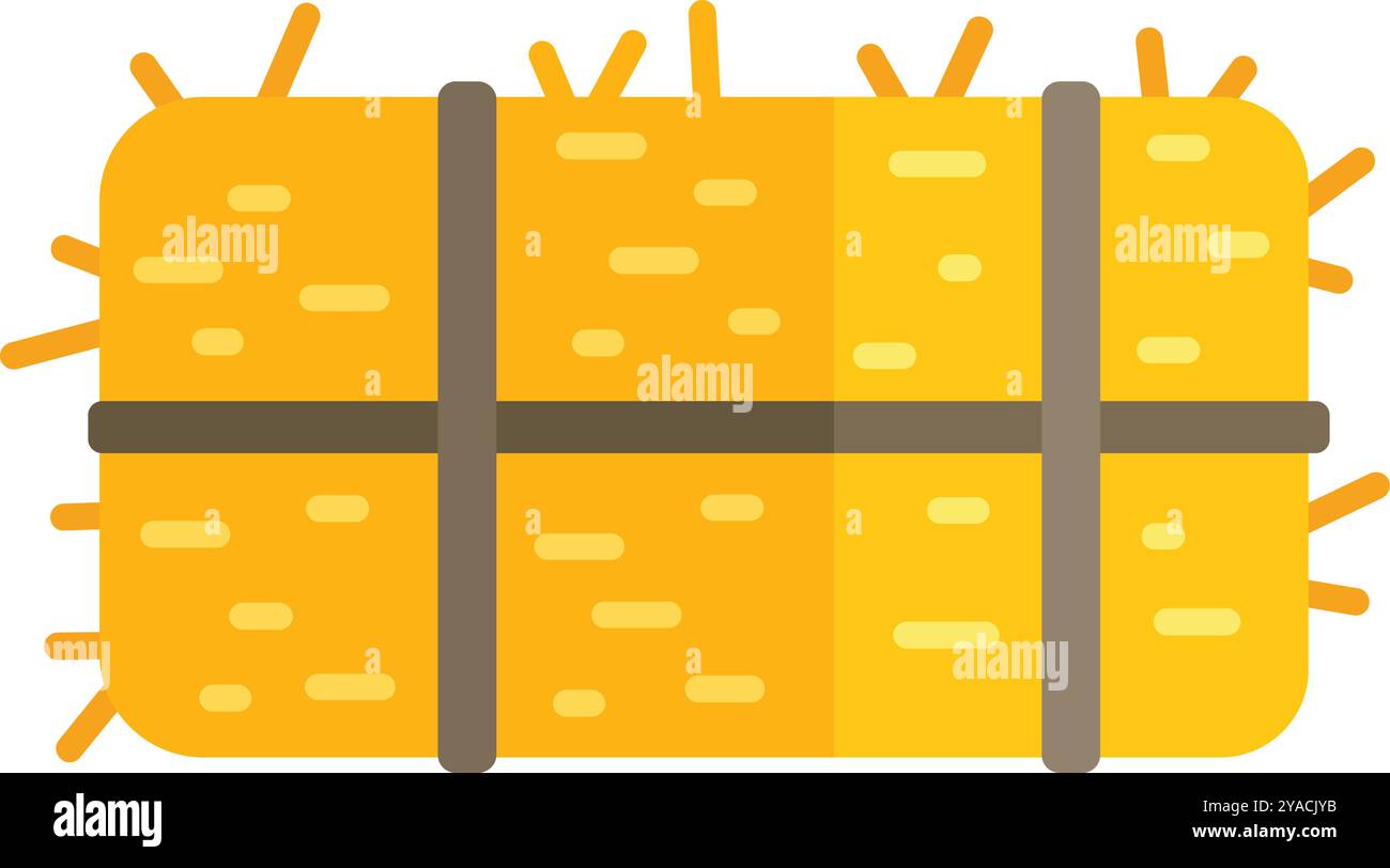 Hay bale rectangular bales tied with ropes flat design icon for apps ...