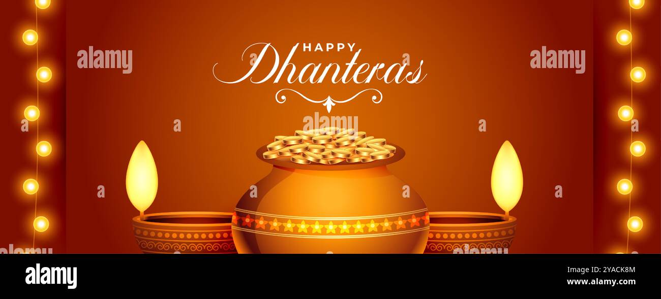 happy dhanteras cultural poster for blessing and prosperity vector ...
