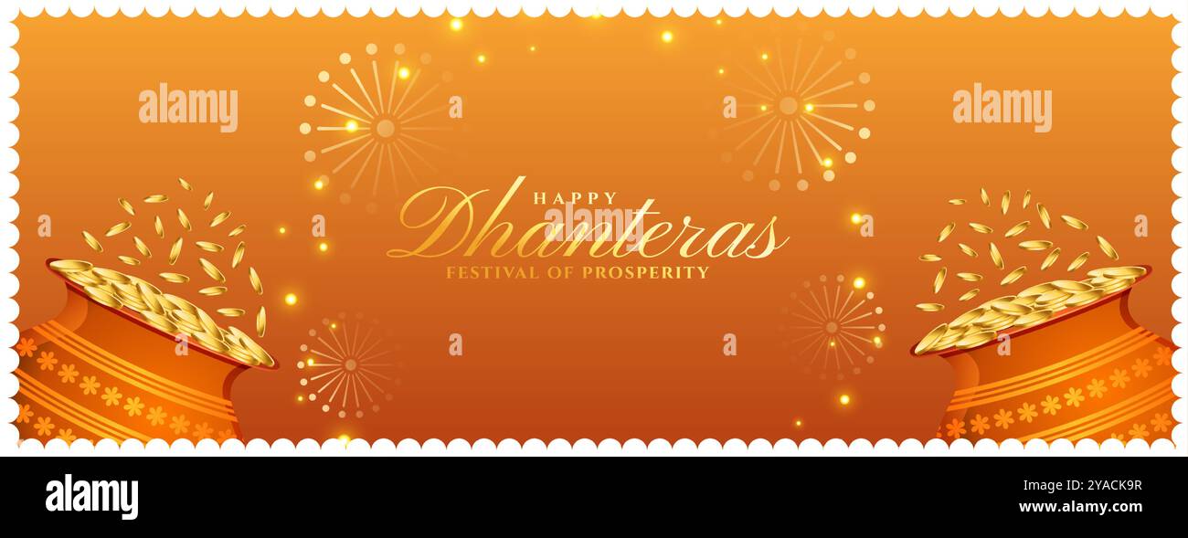 decorative happy dhanteras event banner for celebrate festival of ...
