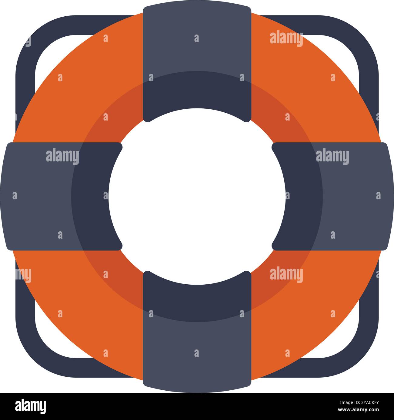 Classic orange and black lifebuoy is floating, ready to be used for safety and rescue in a ...