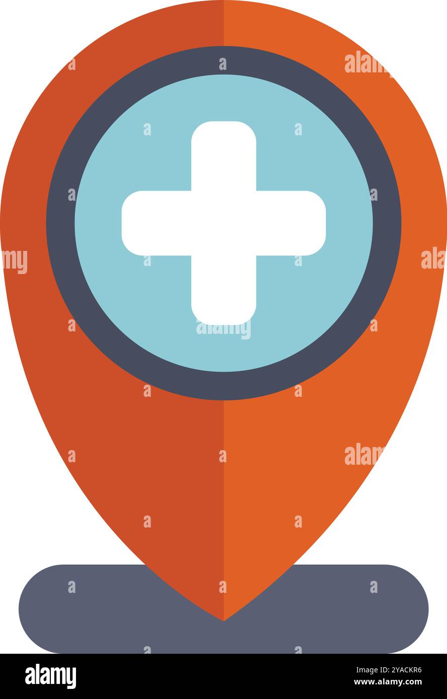 Orange location pin is showing a white cross symbol, indicating a ...