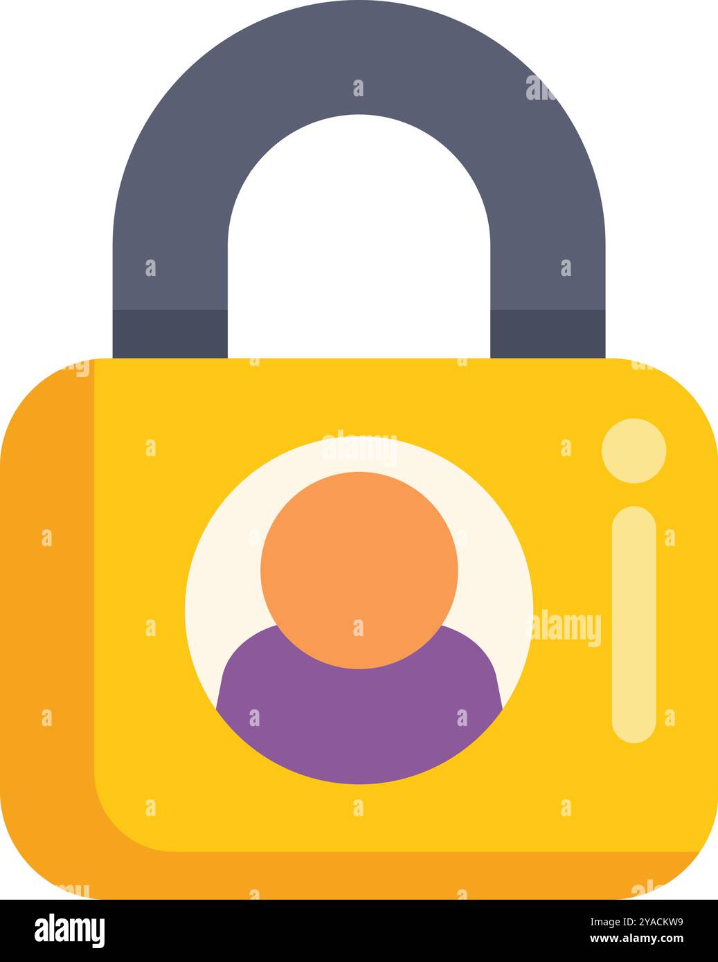 This vector illustration shows a yellow padlock protecting user profile ...