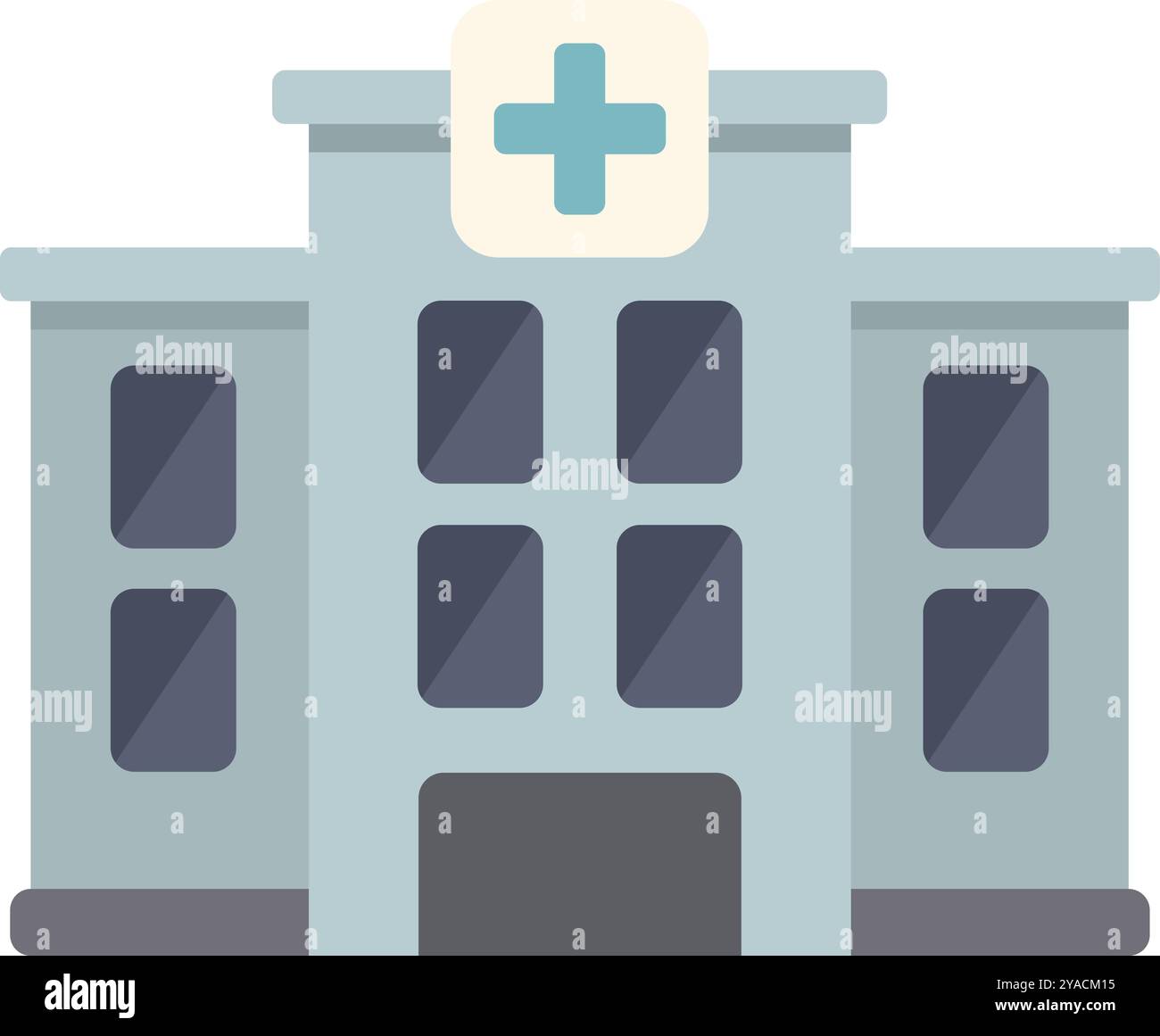 Modern hospital building with a large medical cross, representing ...