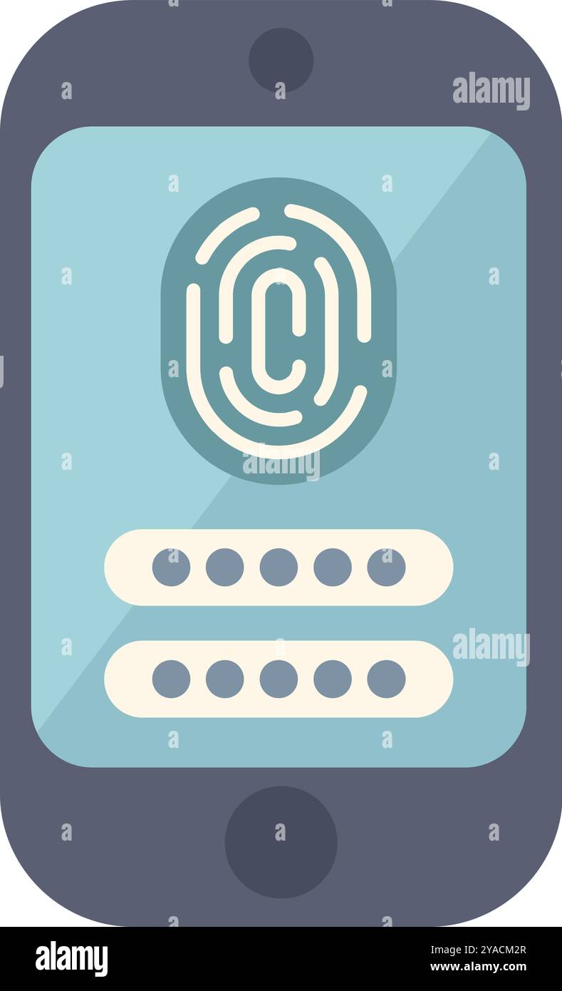 Smartphone displaying fingerprint scanner and password login screen for ...