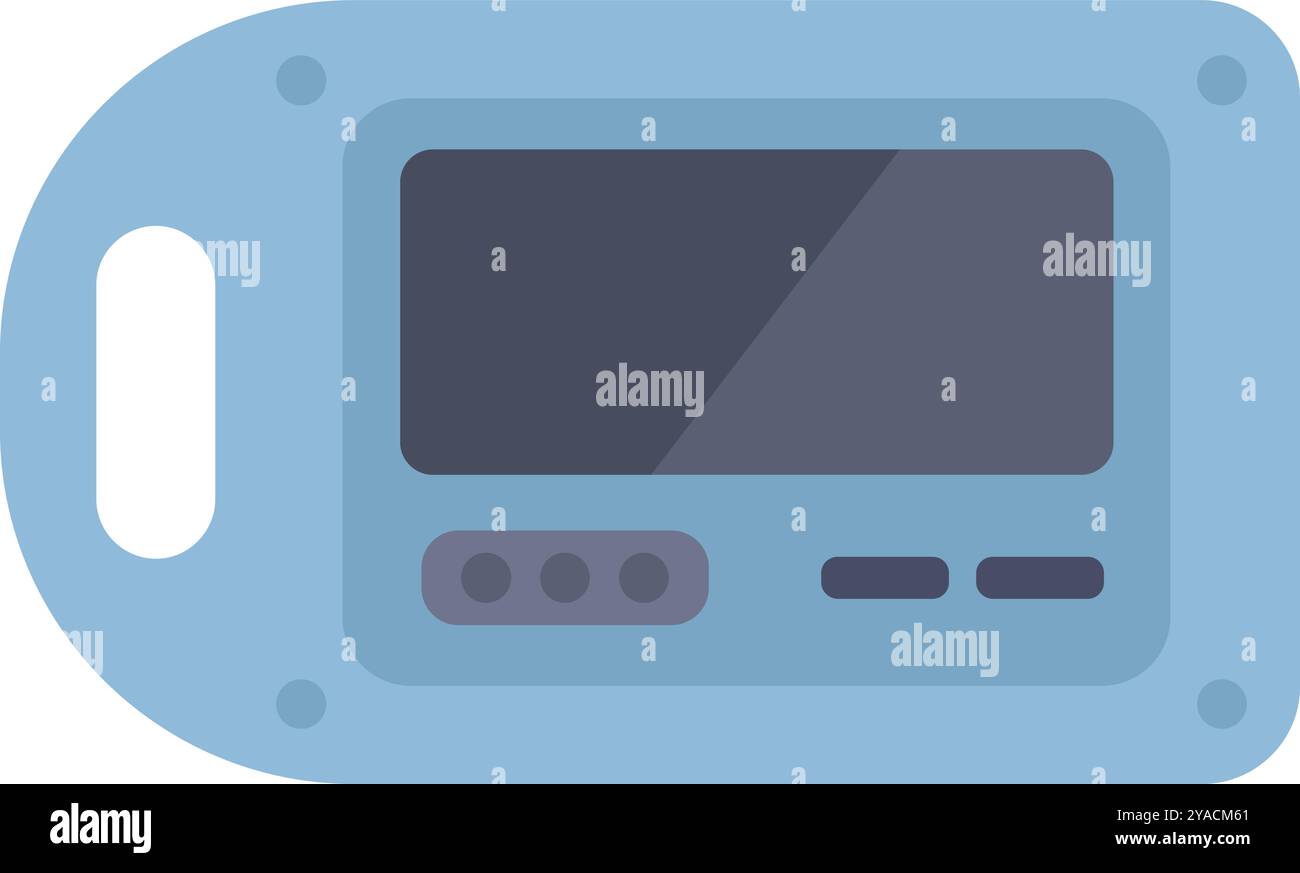 Portable medical device showing blank screen with buttons and handle ...