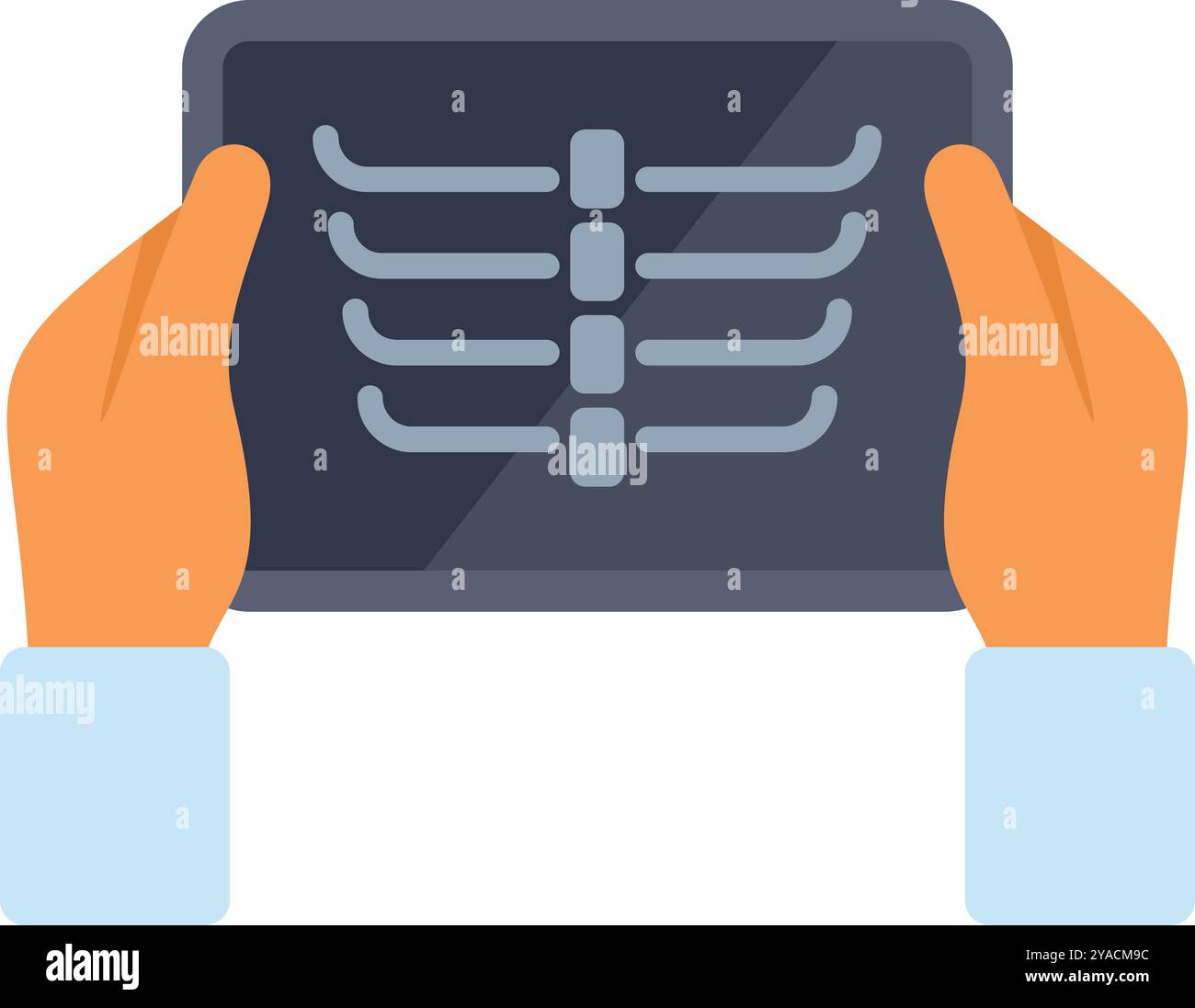 Doctor holding an x ray of rib cage bones, providing a medical ...