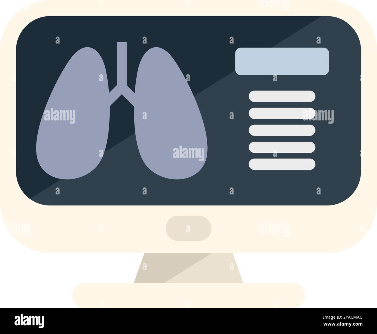 Computer monitor displaying human lungs x ray image and medical ...