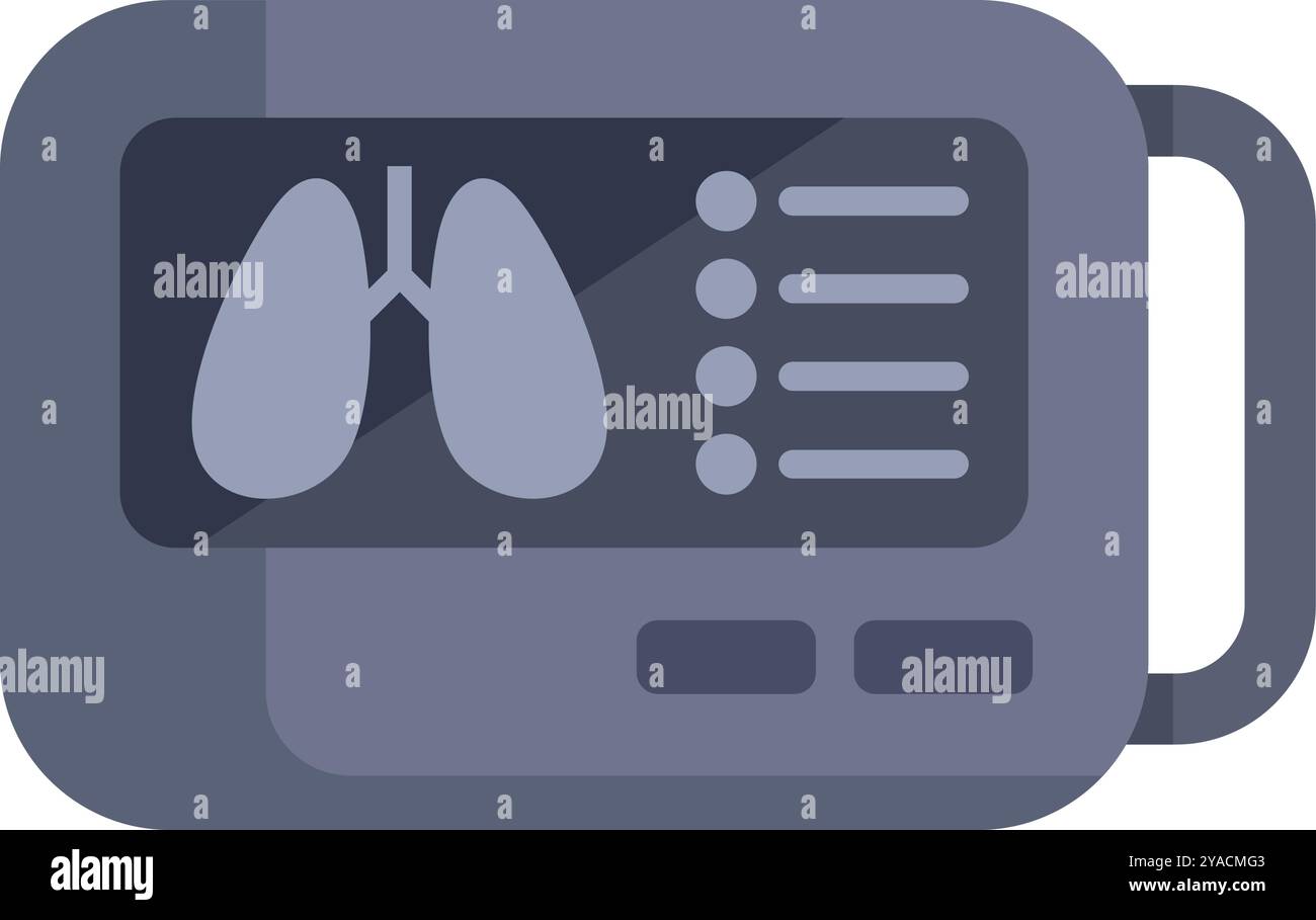 Digital spirometer measuring lung capacity and displaying results on ...