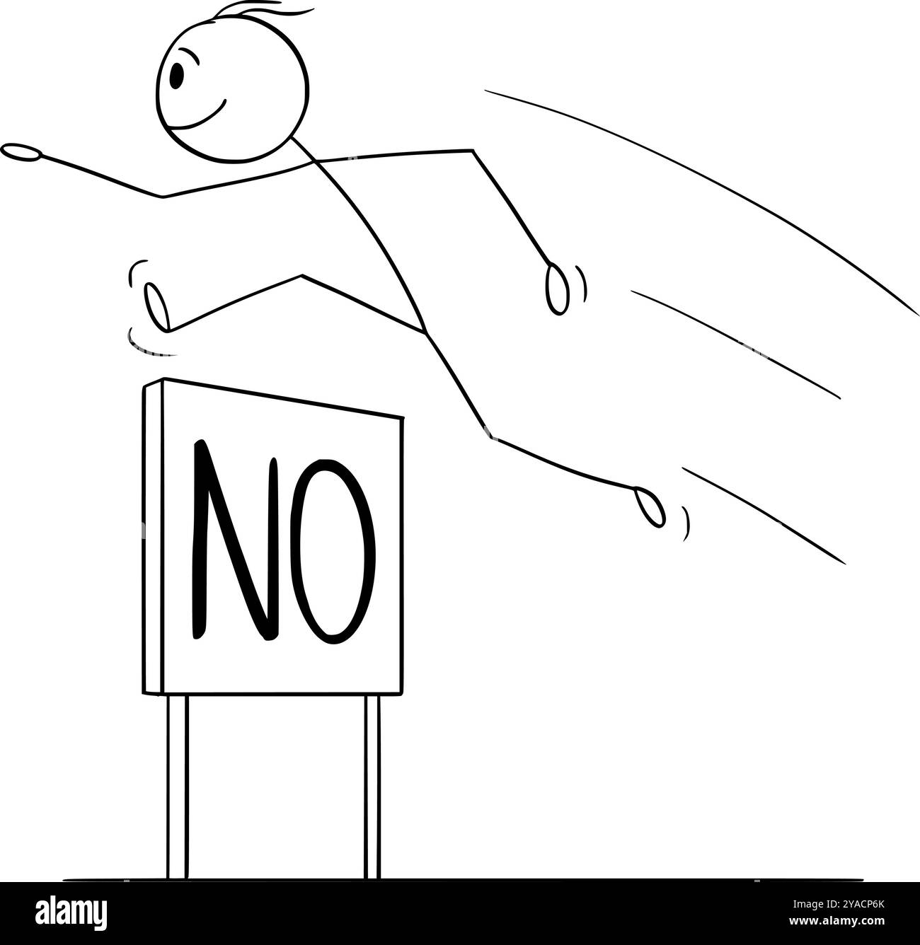 Person or businessman overcoming obstacles, vector cartoon stick figure ...