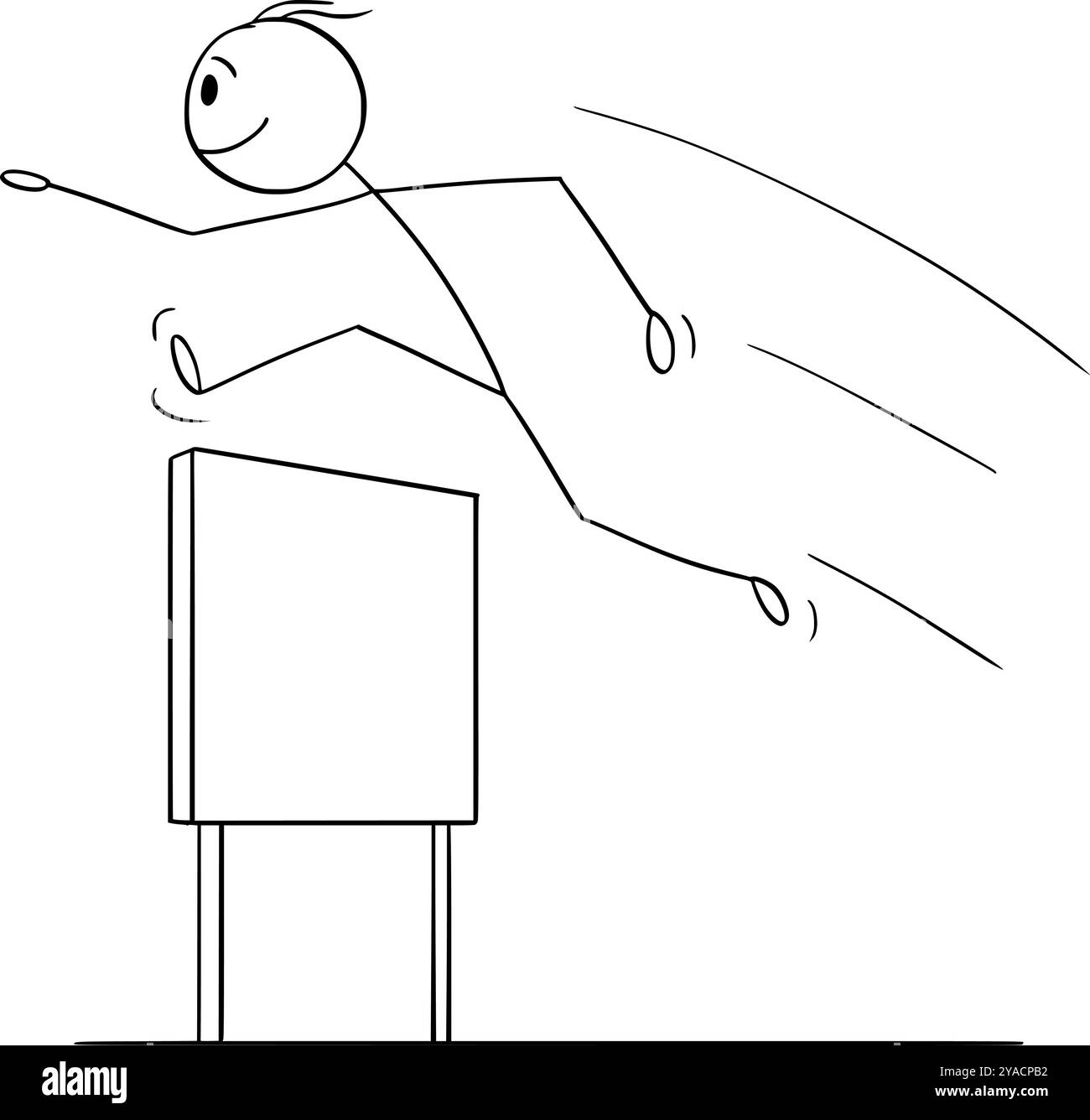 Person or businessman overcoming obstacles, vector cartoon stick figure ...