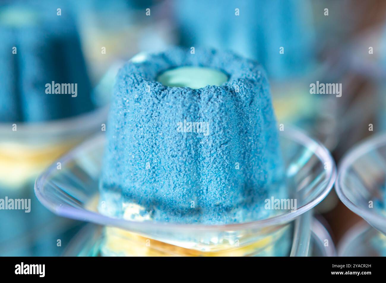 Colorful Blue Dessert Served in Glass Dishes at a Festive Event in the ...